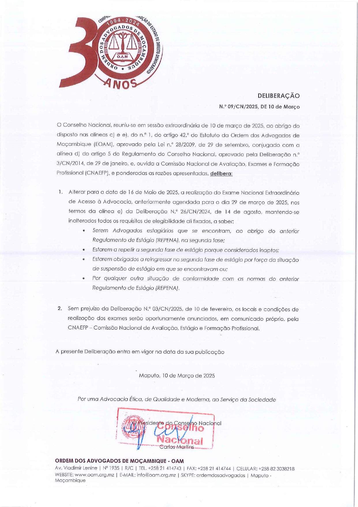 Deliberação nº 09_CN_2025 de 10 de Março_Nova data do ENA ...